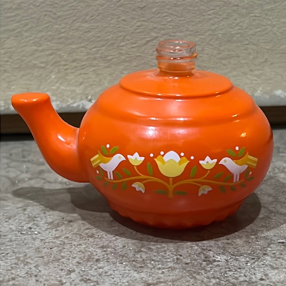 Vintage | Accents | Vintage Orange Avon Teapot Style Bath Oil Jar Retro ...